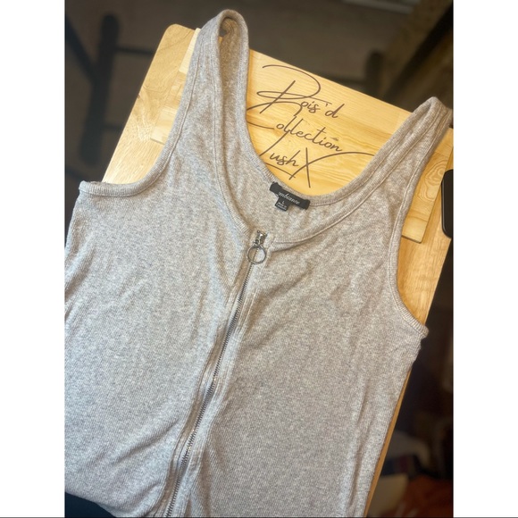 Tops | Zipper Tank Top Gray | Poshmark